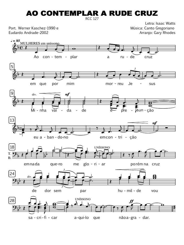 Letra e Arranjo de "A Rude Cruz" | PDF