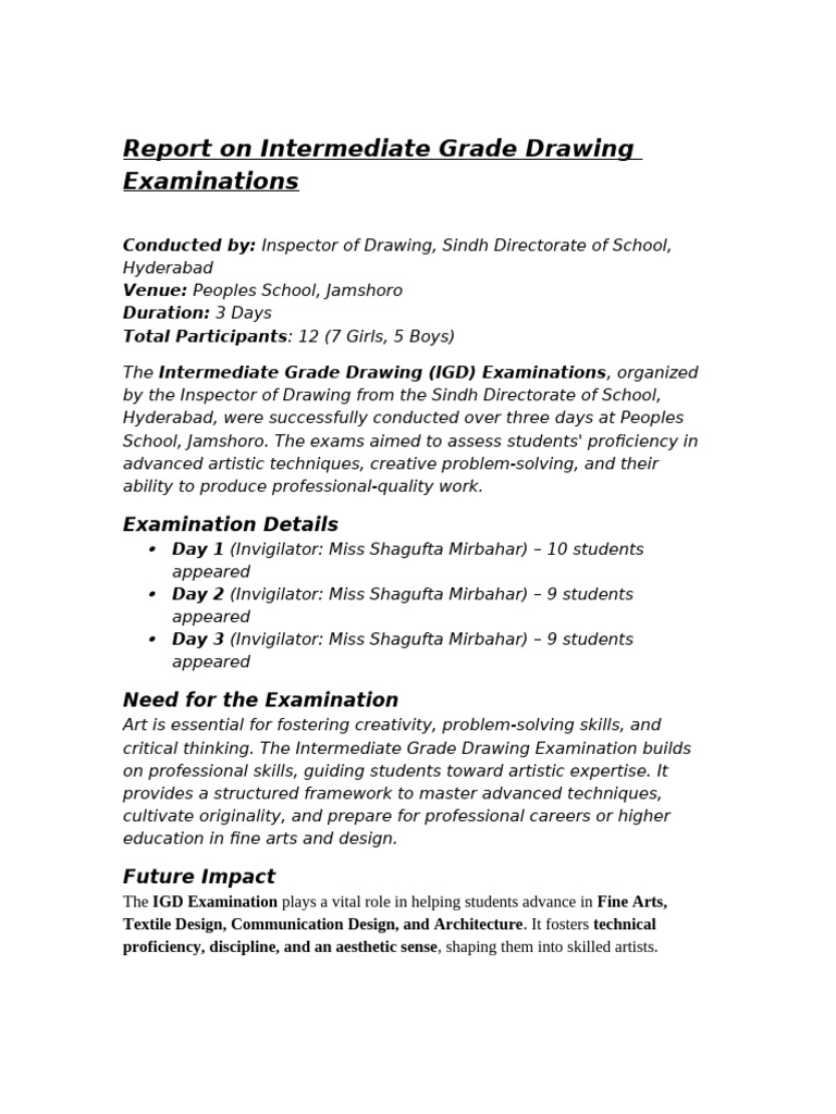 Report of IGD Art Exam 2025 | PDF | Drawing | Design
