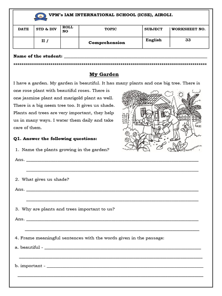 English Comprehension Worksheet | PDF | Plants | Botany