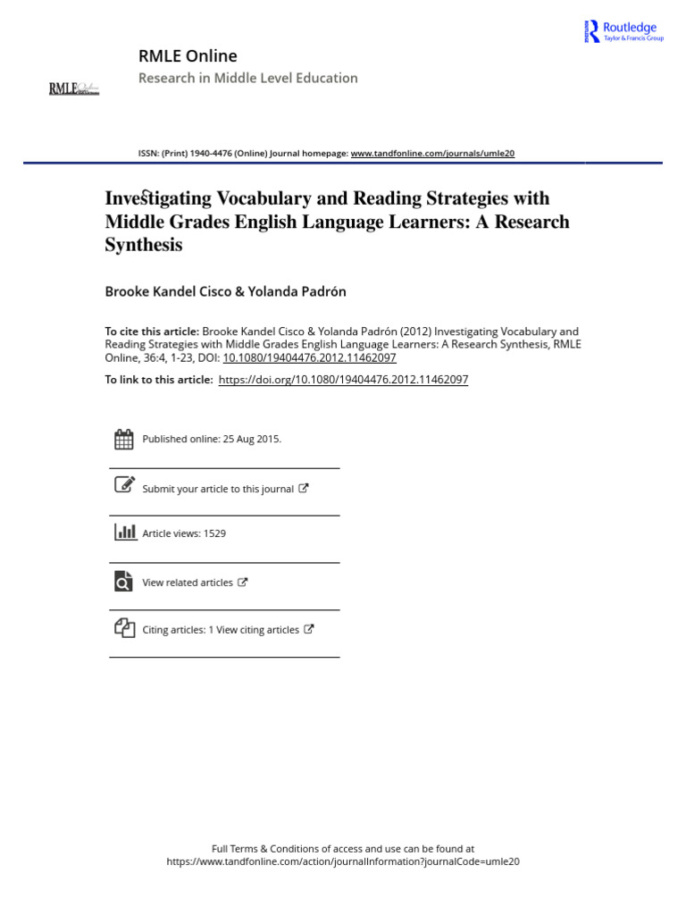 Voc and Reading Strategies | PDF | Reading Comprehension | Multilingualism