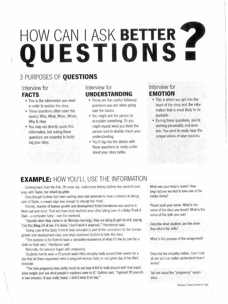 Better Questions Handout | PDF