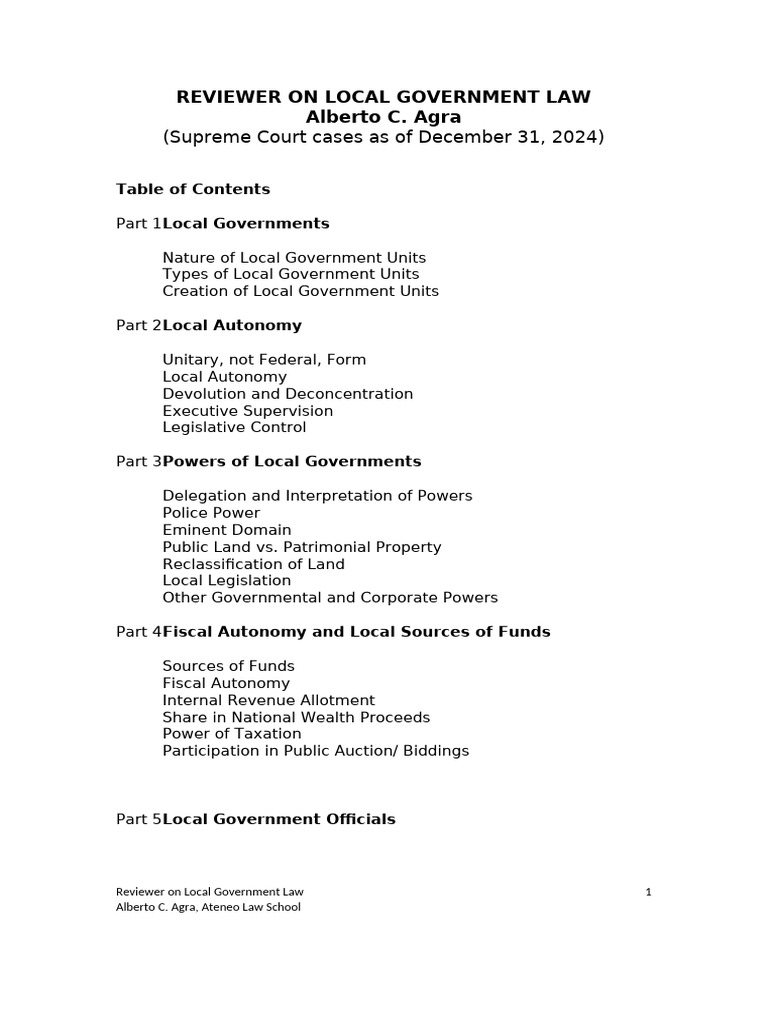 Agra LocGov Reviewer 01.20.2025 | PDF | Local Government | Justice
