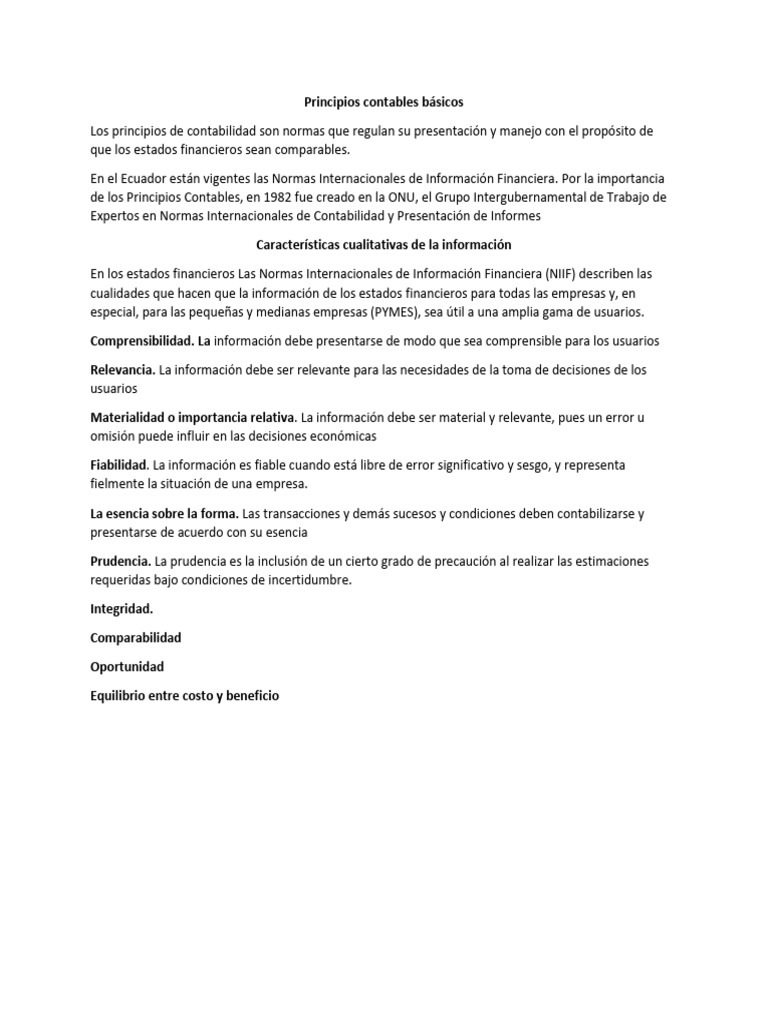Principios Contables Básicos | PDF