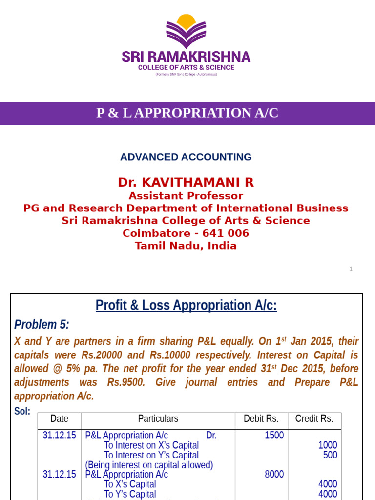 P & L Appropriation Sums | PDF | Income Statement | Debits And Credits