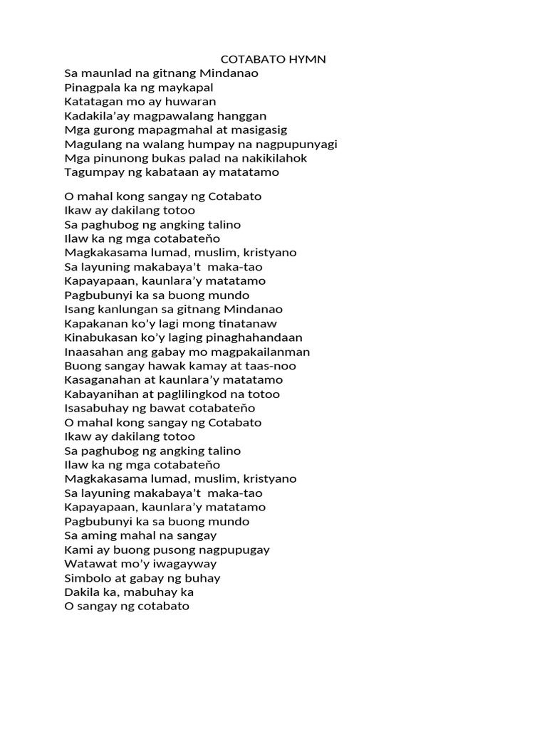 Cotabato Hymn | PDF