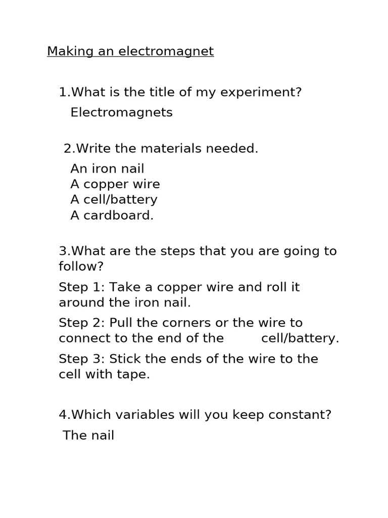 Making An Electromagnet | PDF