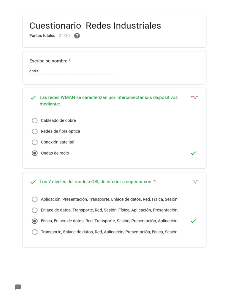 Cuestionario Redes Industriales | PDF | Red de computadoras | Protocolos de internet