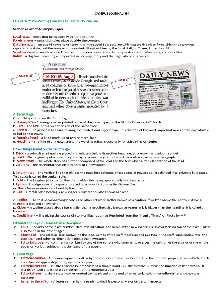 Campus Journalism Lesson 2 | PDF | Newspapers | News