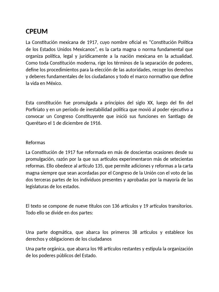 CPEUM | PDF | Gobierno | Ciencias Políticas