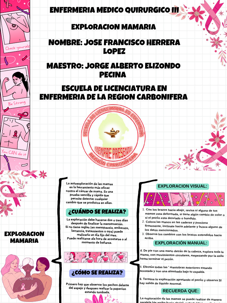 Guía de Autoexploración Mamaria | PDF | Pecho | Mamíferos Hembras