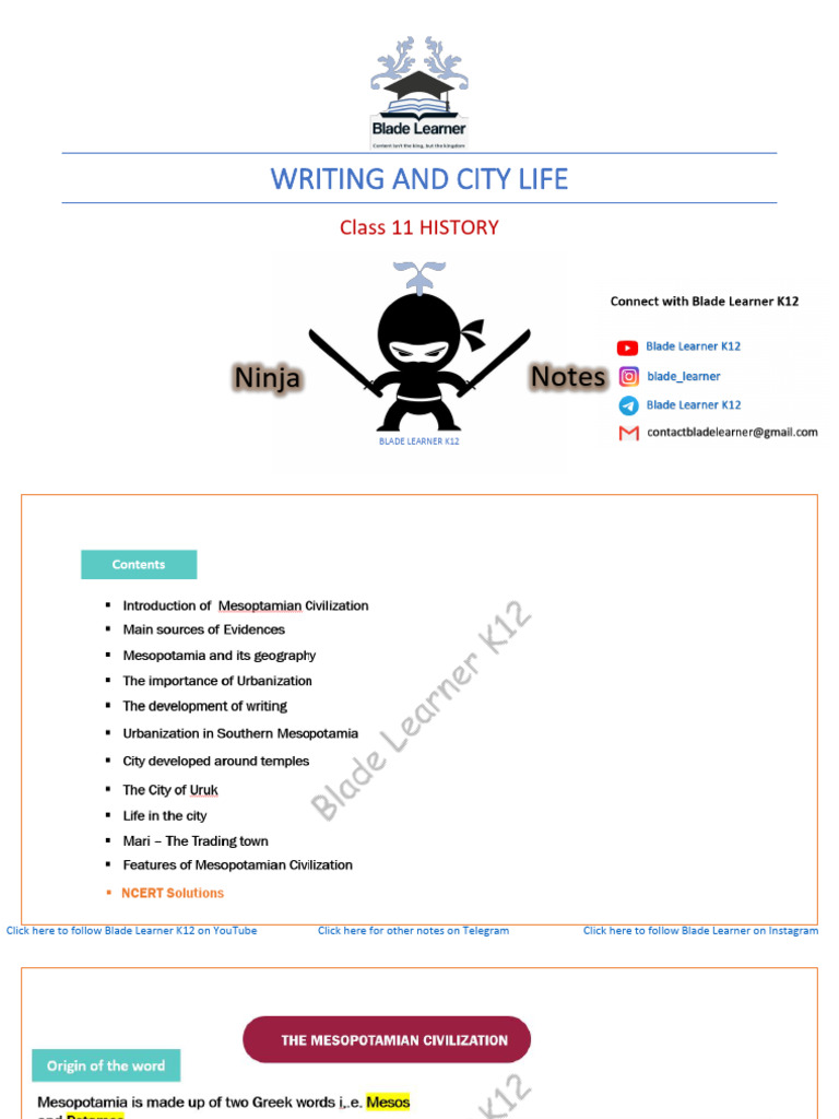 Writing and City Life: Class 11 Notes | PDF | Genesis Flood Narrative ...