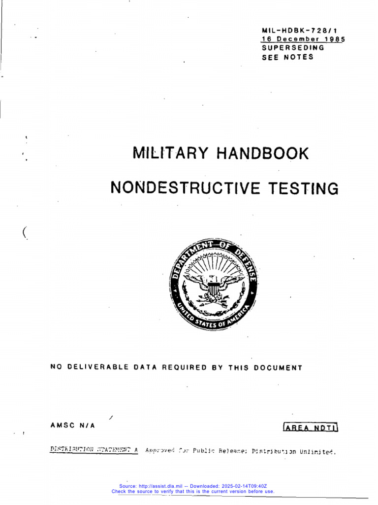 Military Handbook Nondestructive Testing: MI L-HDBK-72811 16 December ...