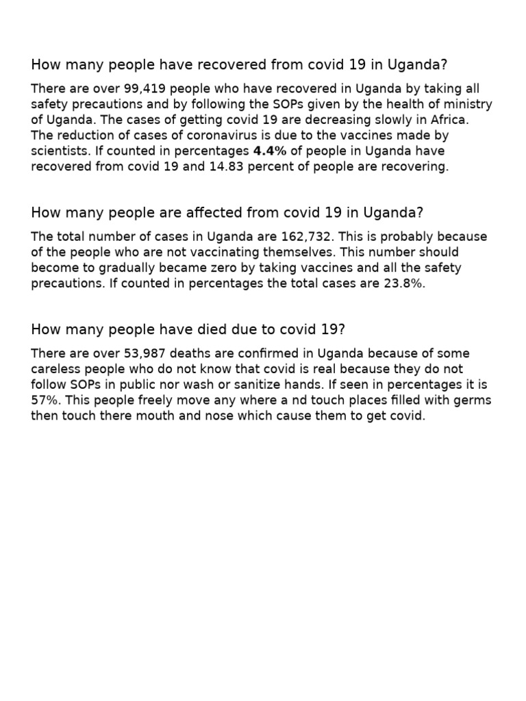How Many People Have Recovered From Covid 19 in Uganda | PDF