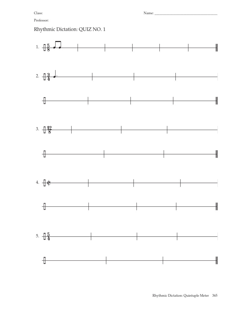 Quintuple Meter Dictation Quiz | PDF