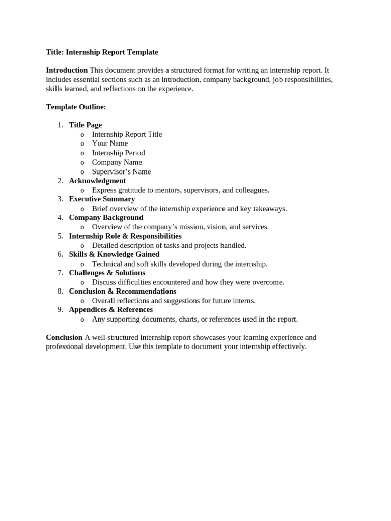 Title Internship Report Template | PDF