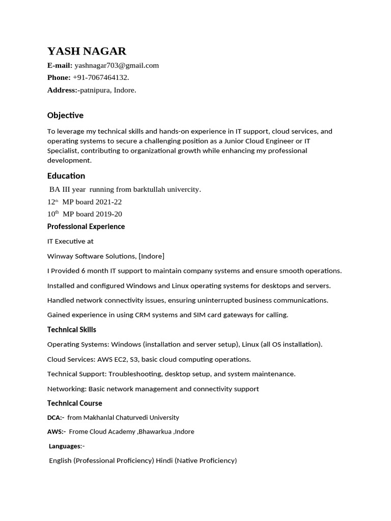 Yash Resume | PDF