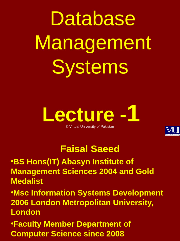 Lecture 01 | PDF | Databases | Data