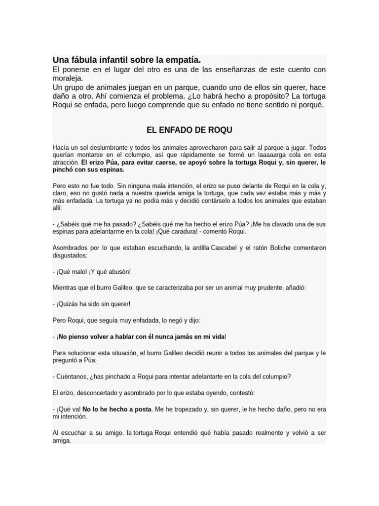 EL ENFADO DE ROQUI Eica y Valores | PDF