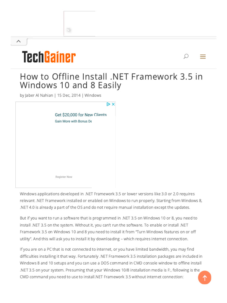 How to Offline Install .NET Framework 3.5 in Windows 10, 8 Using This Tool _ TechGainer (1 ...