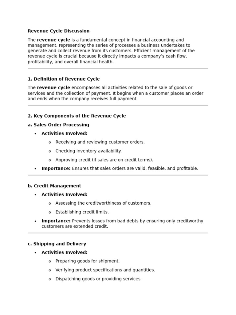 REVENUE CYCLE | PDF | Revenue | Business REVENUE CYCLE | PDF | Revenue | Business