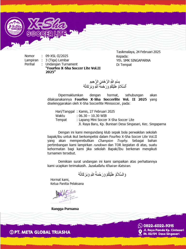 Undangan Turnamen Fourfeo X-Sha 2025 | PDF