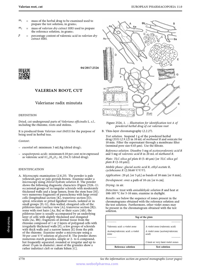 Valerian root, cut | PDF | Thin Layer Chromatography | Chromatography