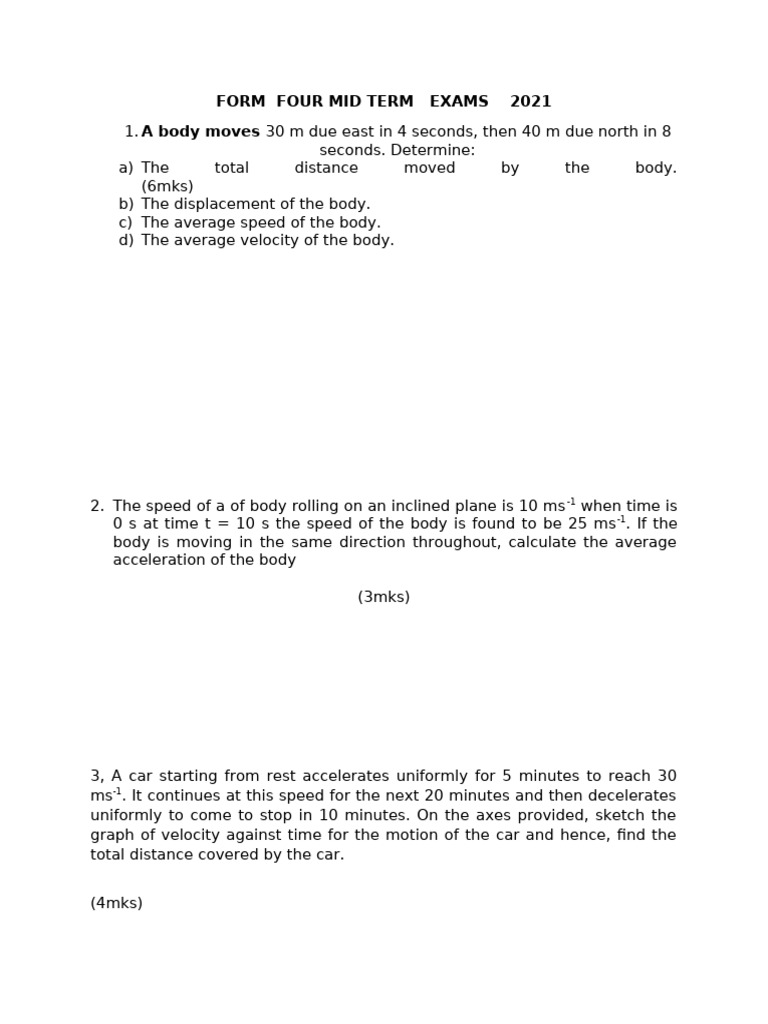 Set1 Phy MidTerm 1 2021 Teacher - Co .Ke F4 Exam | PDF | Water | Resistor