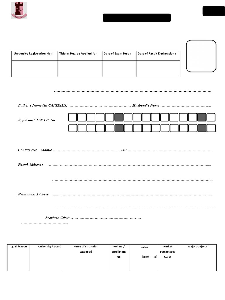 Degree in Absentia Application Form | PDF