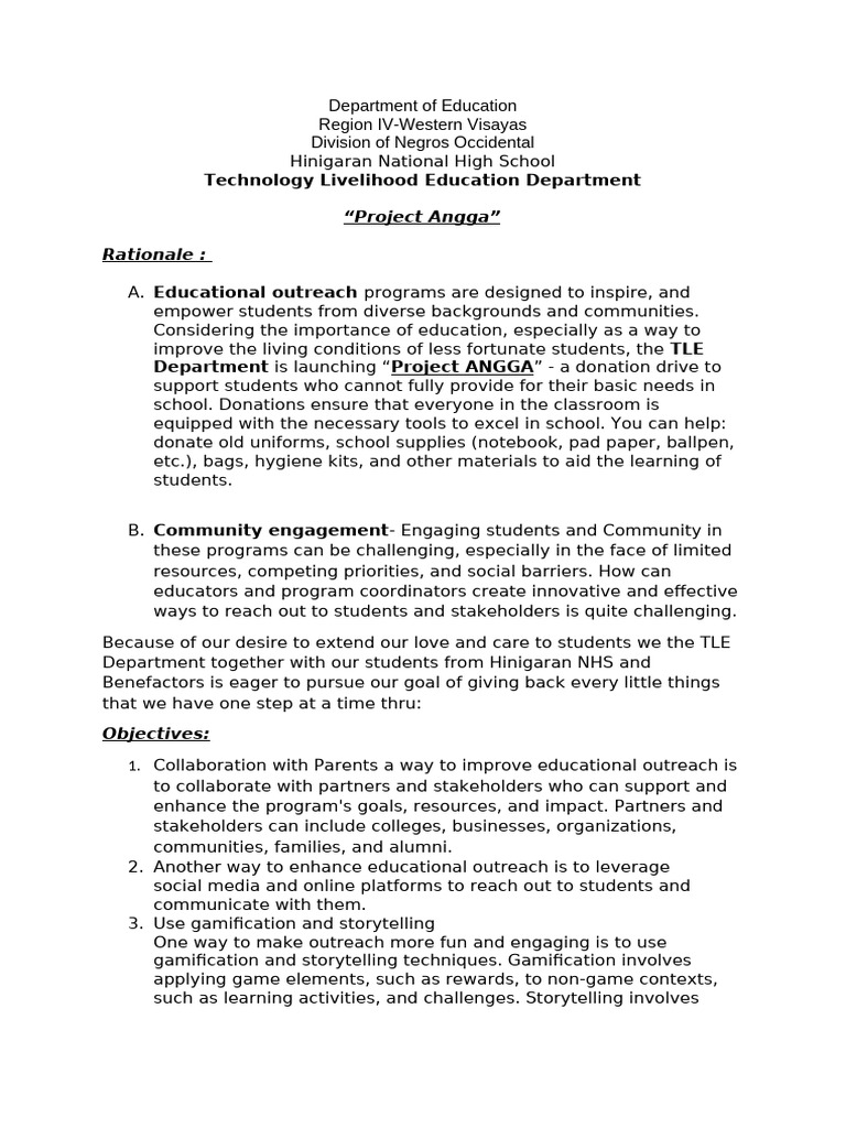 Rationale Project Angga | PDF | Storytelling | Learning