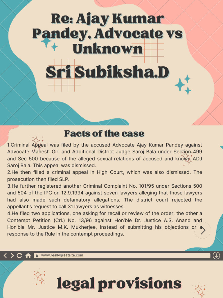 Ajay Kumar Pandey Contempt Case Summary | PDF | Contempt Of Court ...