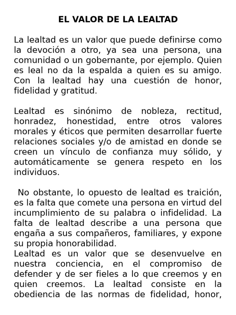 El Valor de La Lealtad | PDF