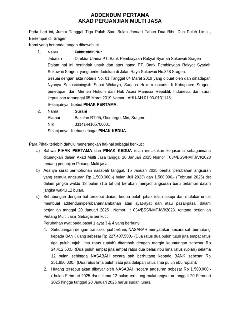 Adendum Baru Jan 2025 | PDF