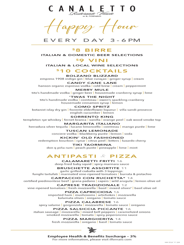 Happy Hour Italian Cocktails & Bites | PDF | Pizza | Foods