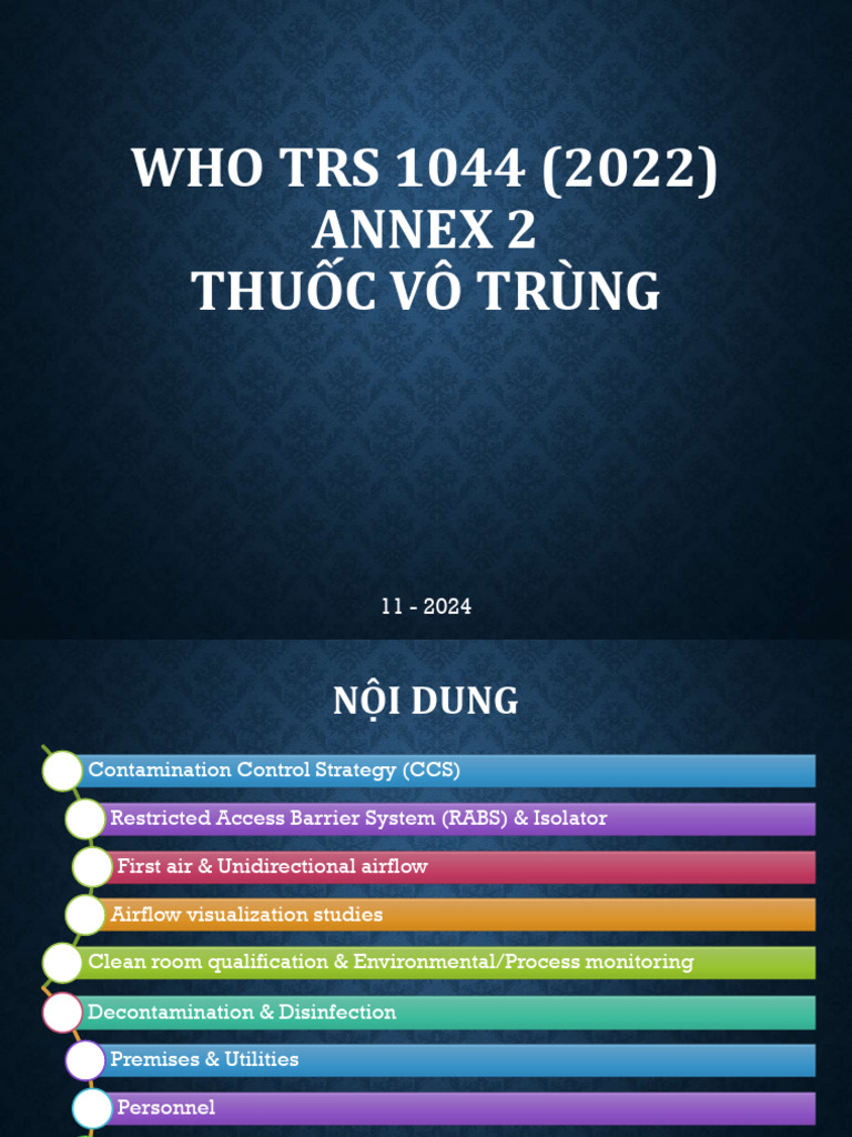 WHO TRS 1044 (2022) Annex 2 - Thuốc Vô Trùng | PDF