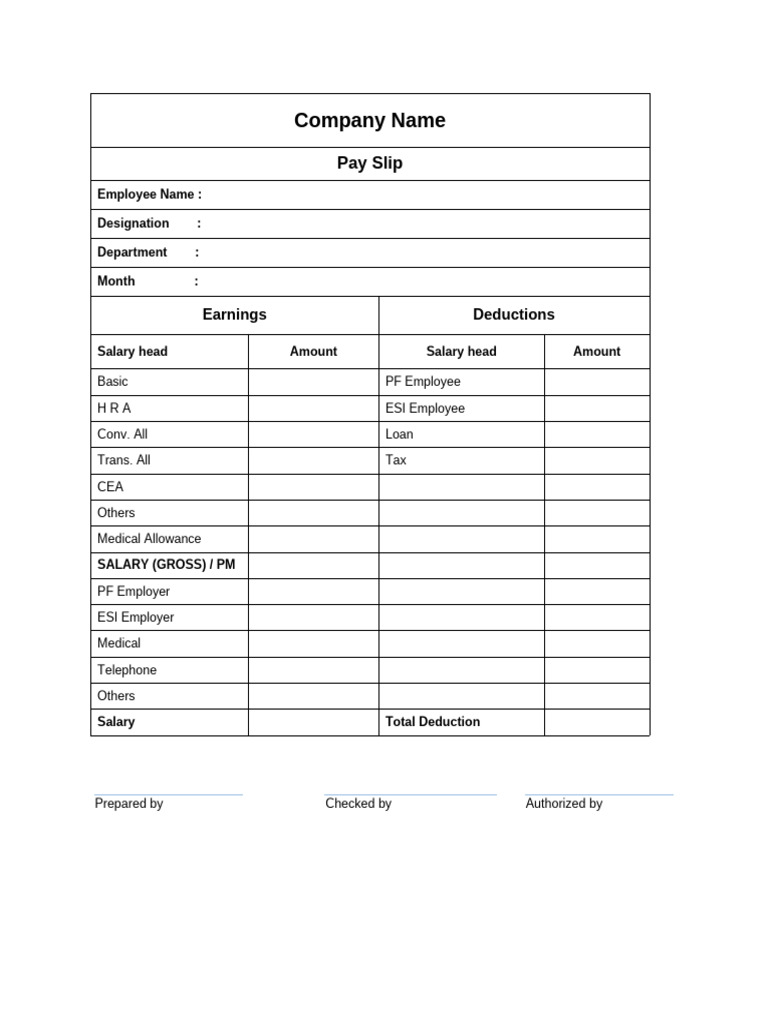 Salary Slip Word | PDF