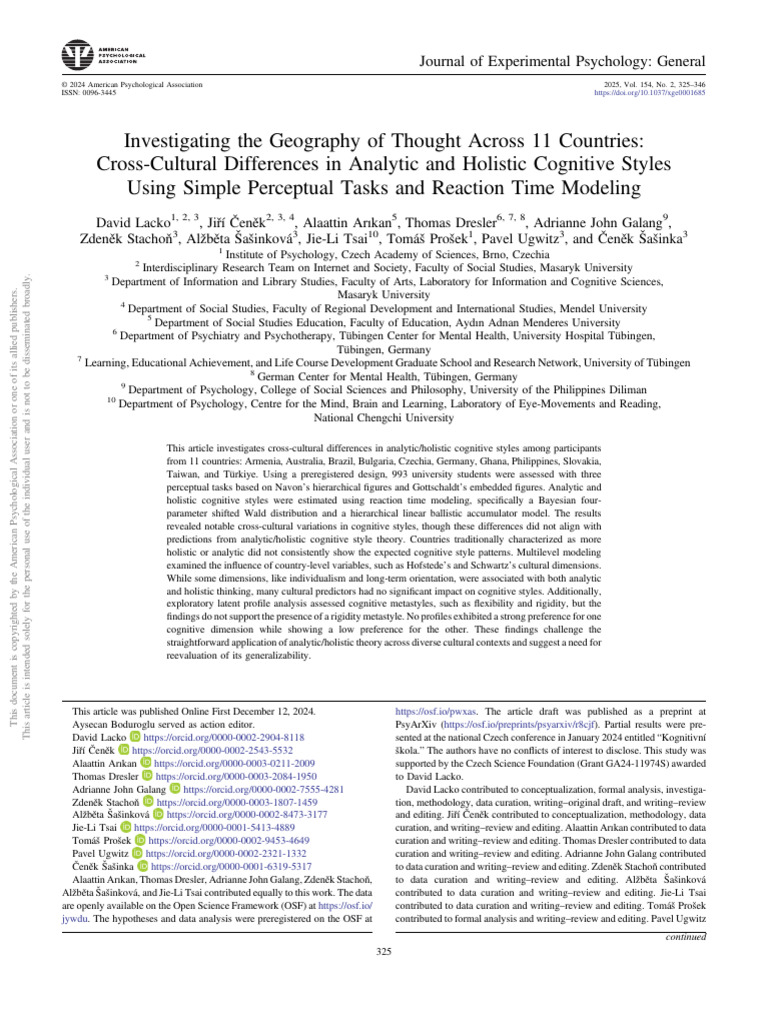Lacko, Et Al. - Using Simple Perceptual Tasks and Reaction Time ...