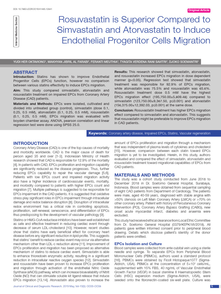 Resuvastatin Is Superior Compared To Simvastatin and Atorvastatin To ...