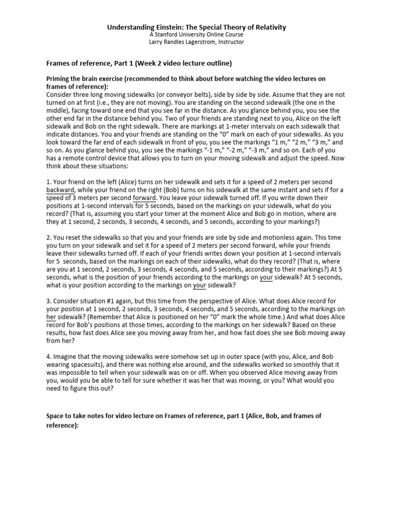 Frames of Reference Explained: Week 2 | PDF | Theoretical Physics | Physics