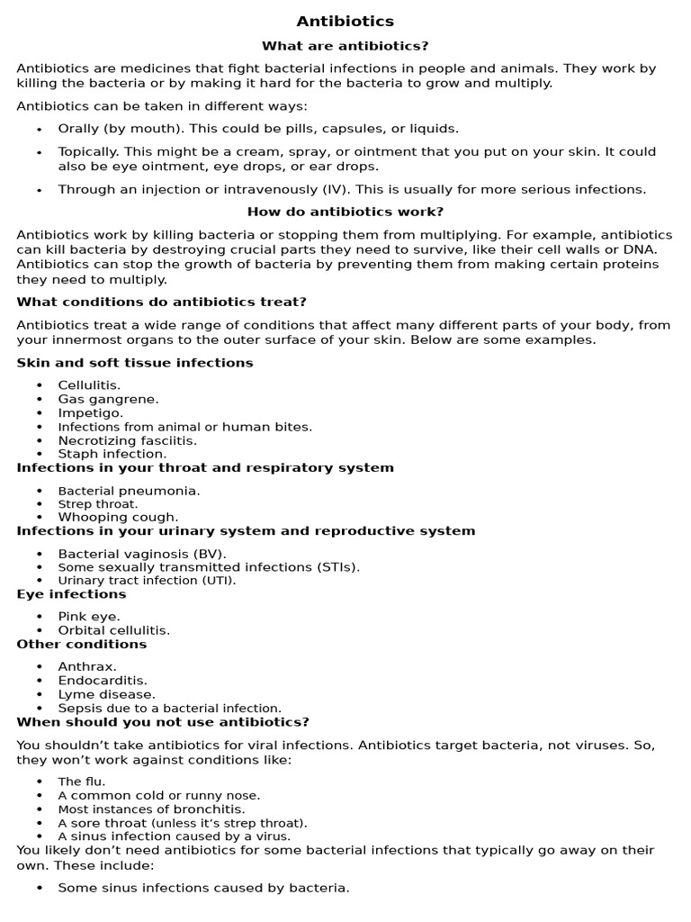 Antibiotics | PDF | Infection | Bacteria