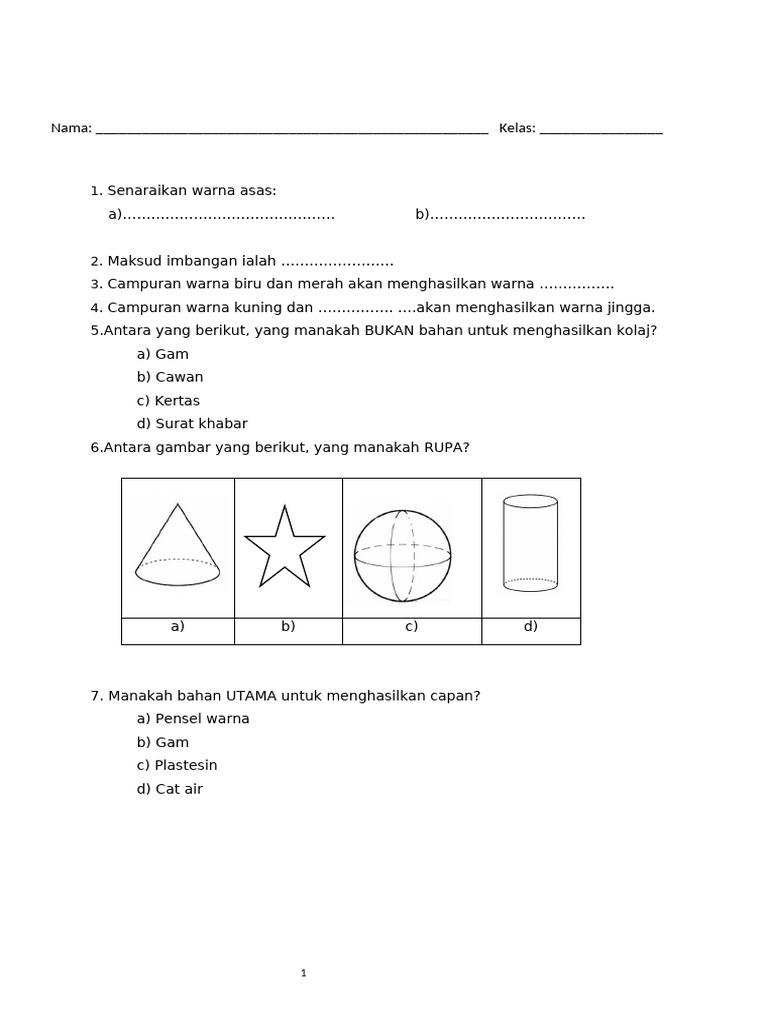 Ujian Akhir Sesi Akademik PSV Tahun 5 | PDF