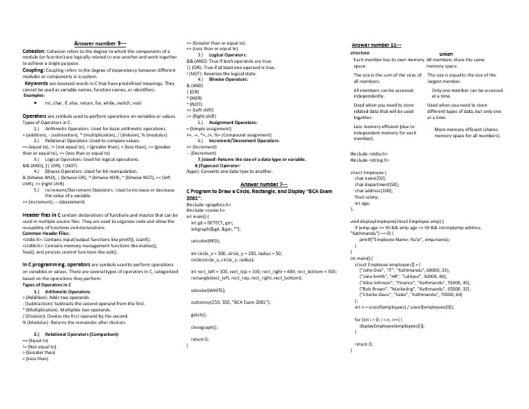 Answer C | PDF | Arithmetic | Computer Science