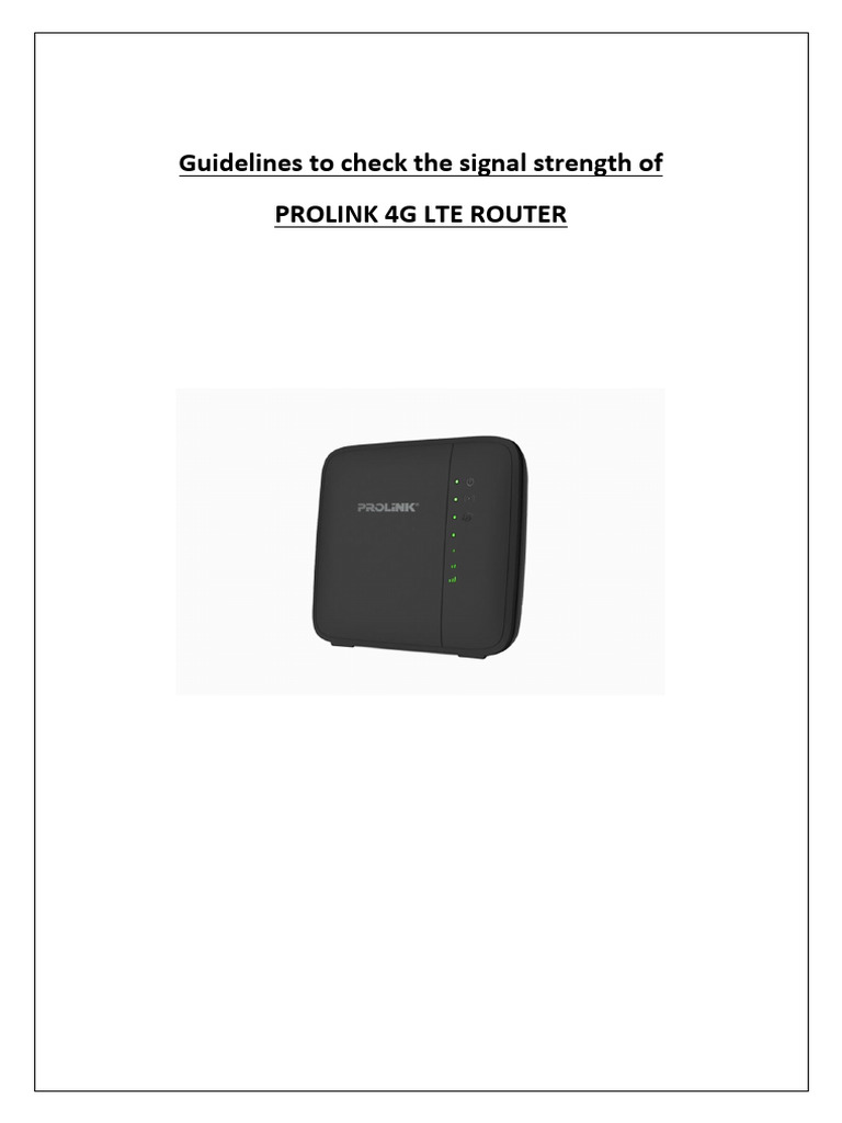 Check Signal Strength of PROLINK 4G Router | PDF