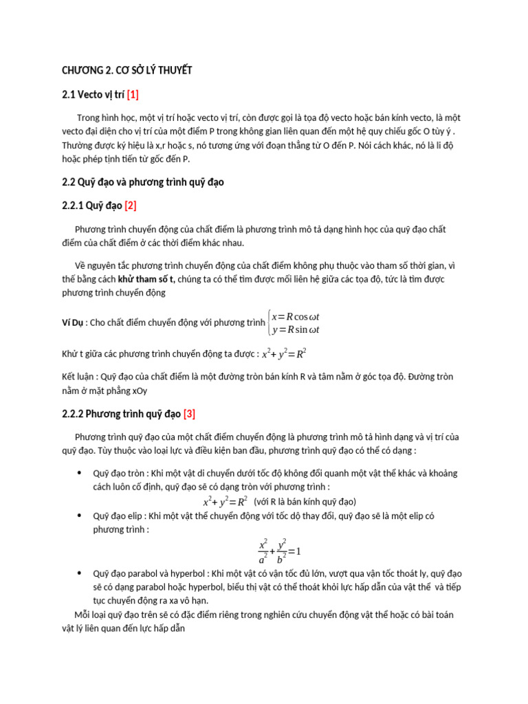 BTL Vật Lý 1 vecto vị trí - quỹ đạo - phương trình quỹ đạo | PDF
