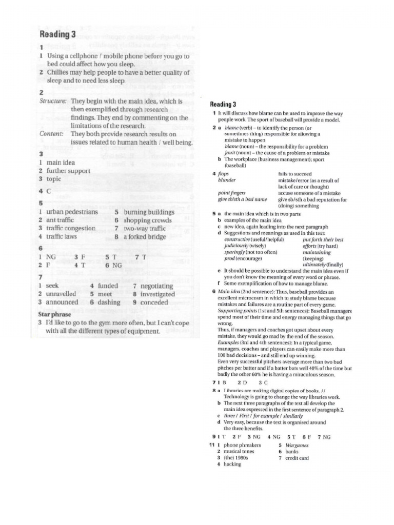 Identify Main and Supporting Ideas - Answer Key | PDF
