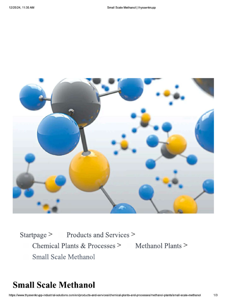 Thyssenkrupp Industrial Solutions Small Scale Methanol Plant | PDF