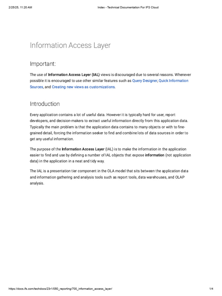 Index - Technical Documentation For IFS Cloud | PDF | Databases | Data Warehouse