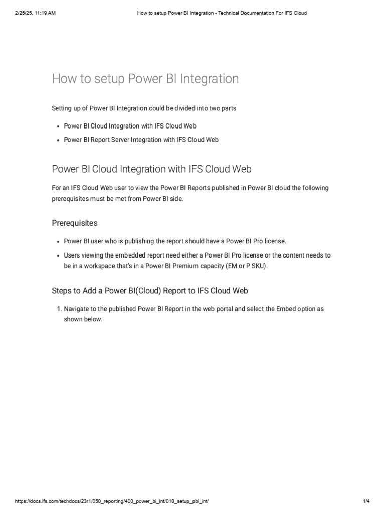 How To Setup Power BI Integration - Technical Documentation For IFS ...