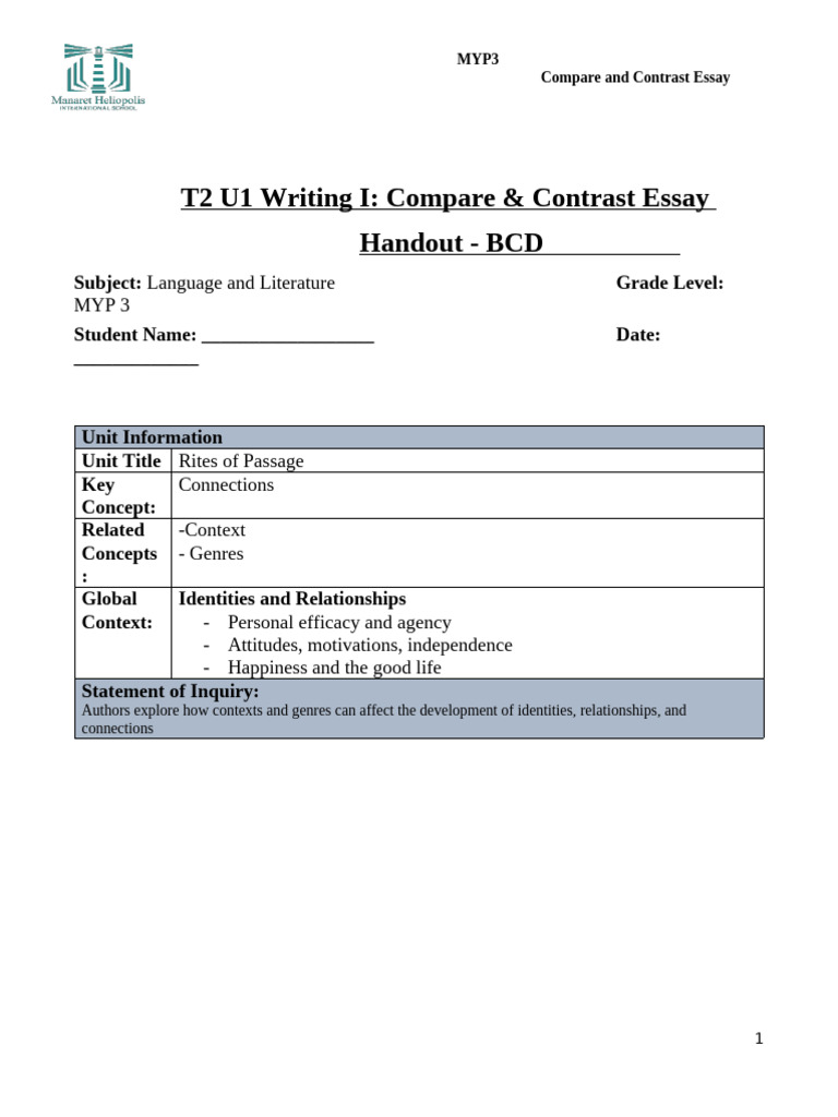 Compare and Contrast - Worksheet | PDF | Superman | Linguistics