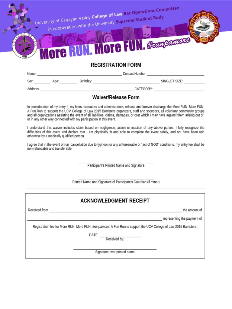 Fun Run Registration Form 2015 | PDF