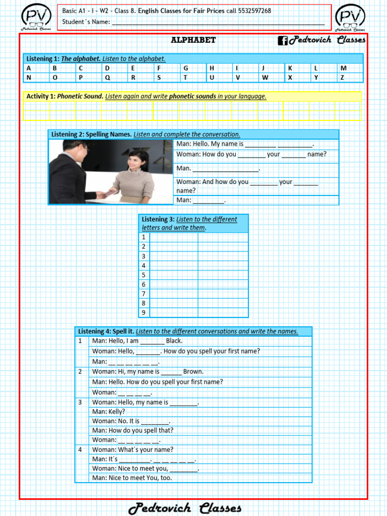 Basic A1 - I - W2 - Class 8 - Alphabet | PDF | Writing | Human Communication